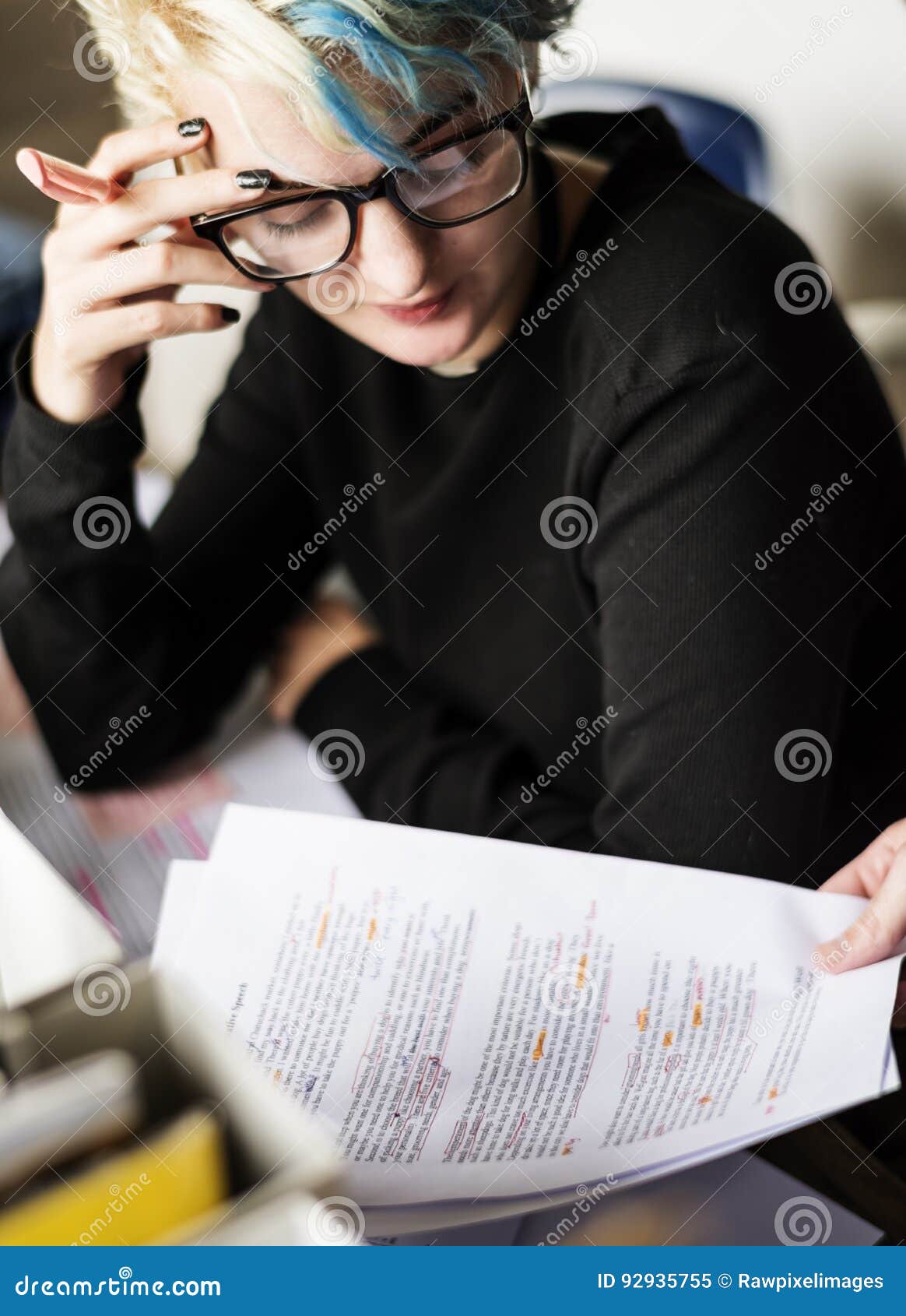 Stressed Woman with Her Error Journal Paper Stock Image - Image of ...