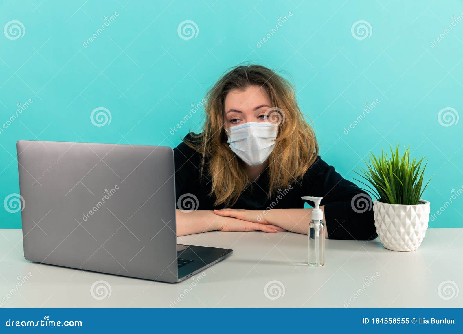 Stressed Woman at Home Working Remote. Stock Image - Image of happy ...