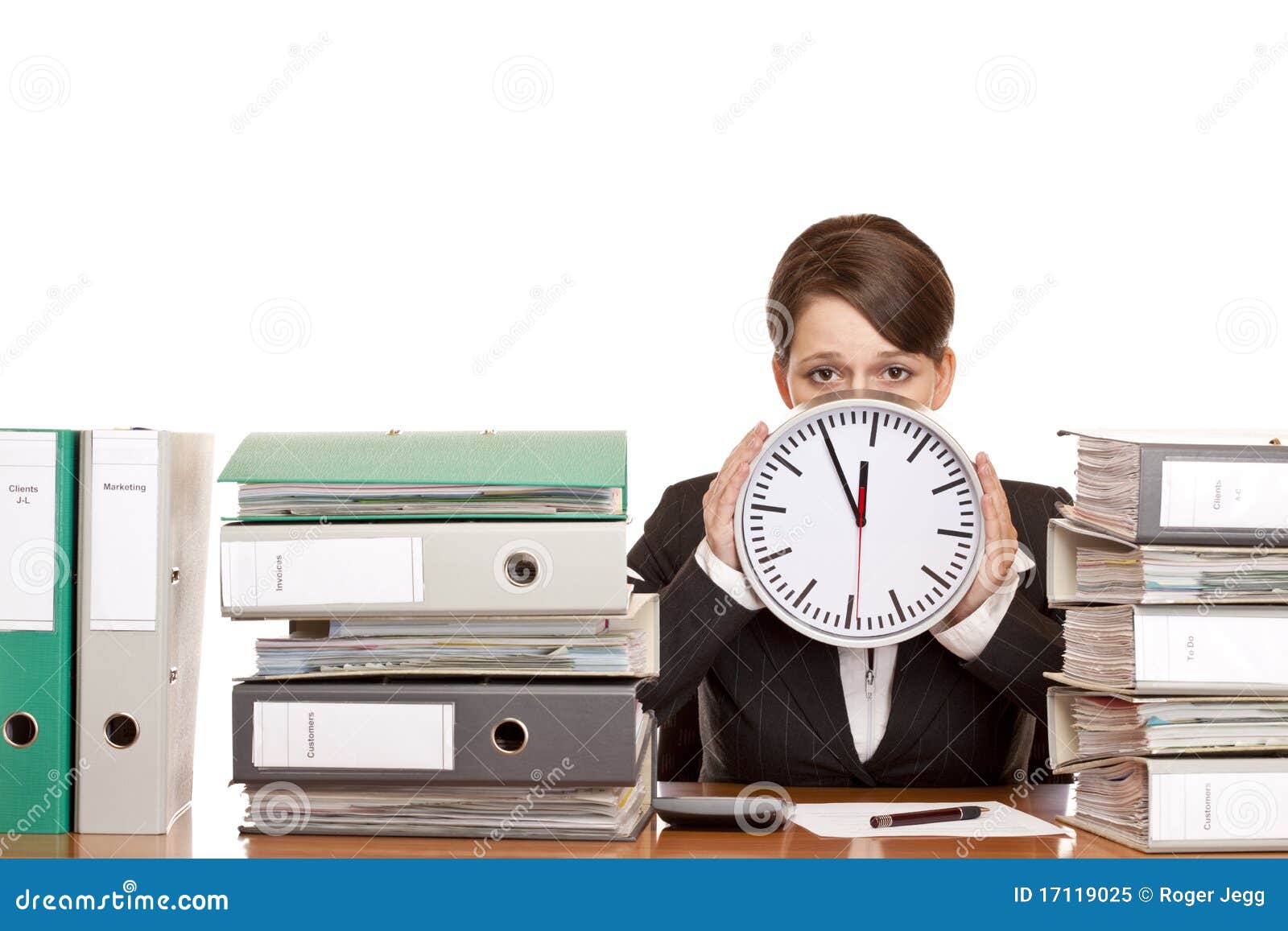 Stressed Woman I Office with Time Pressure Stock Image - Image of order ...