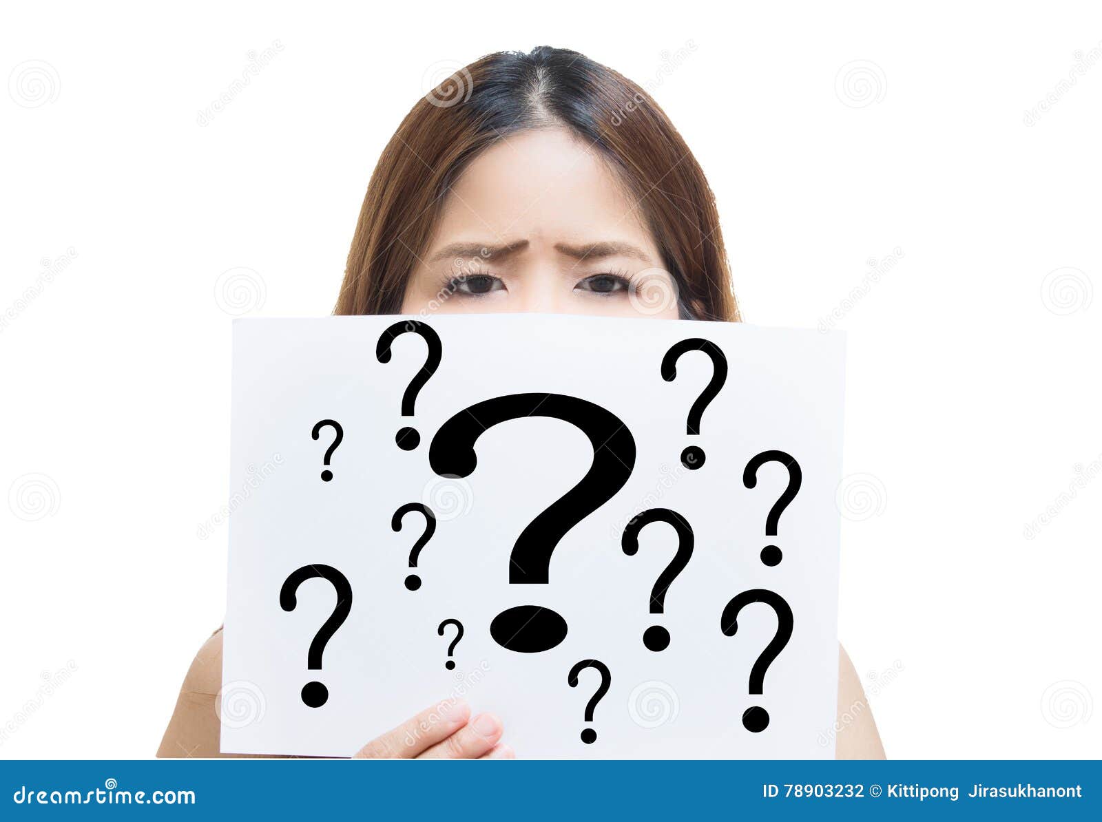 Stressed Woman with Question Mark Stock Photo - Image of ...