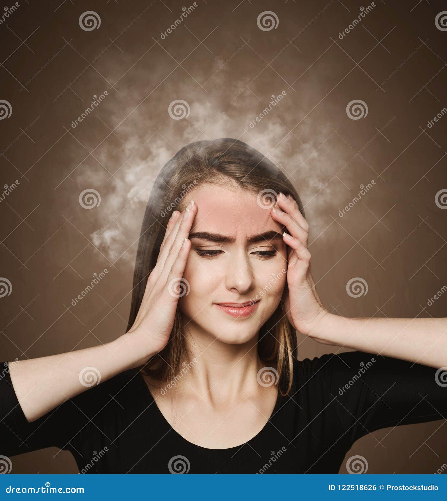 Exhausted Girl with Exploding Head Stock Photo - Image of girl ...
