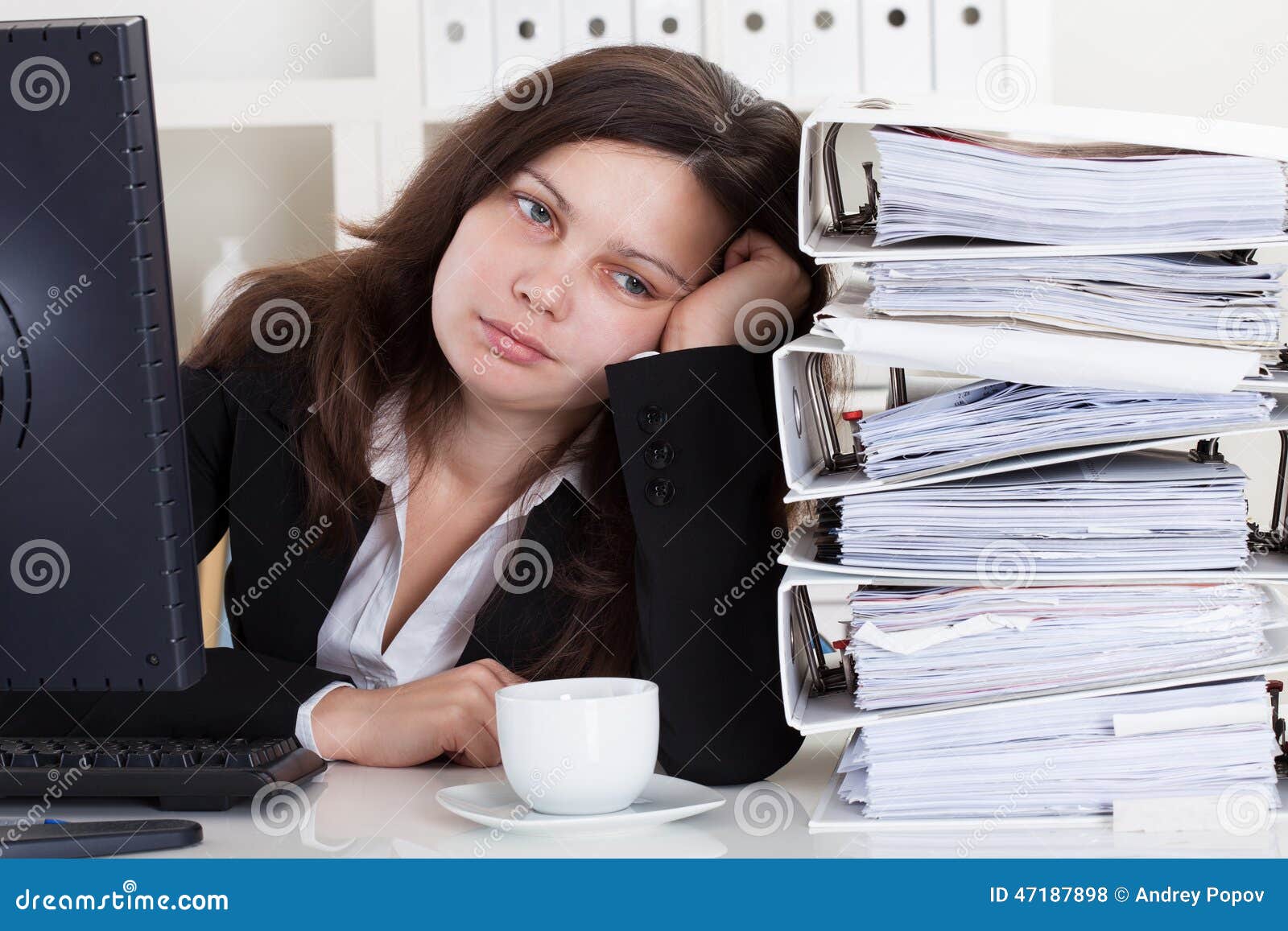 Stressed Woman Working in Office Stock Photo - Image of businesswoman ...
