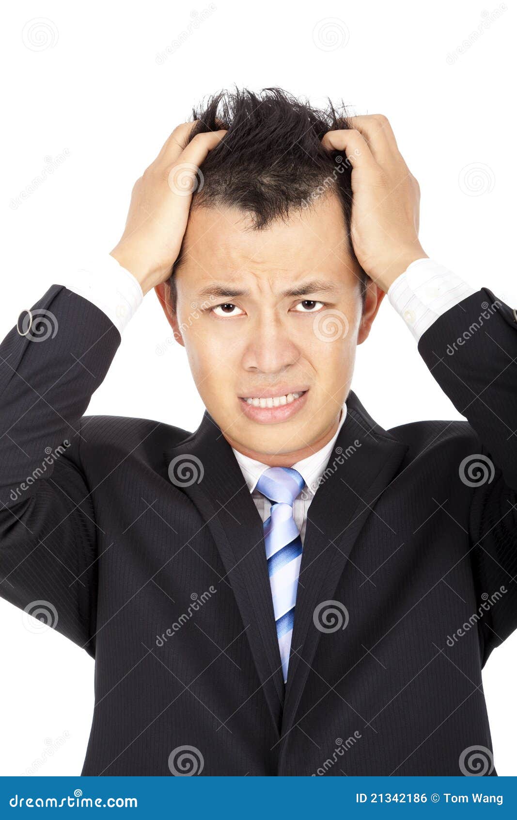 Stressed Young Asian Businessman Stock Photo - Image of holding ...