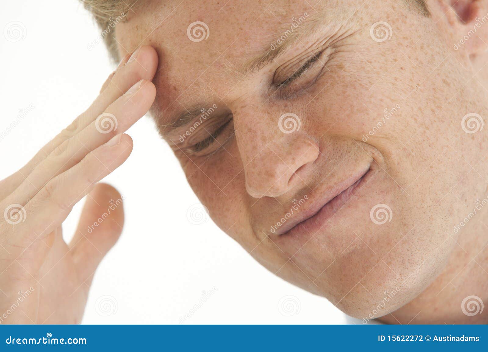 Stressed Young Businessman with Hand on Forehead Stock Photo - Image of ...