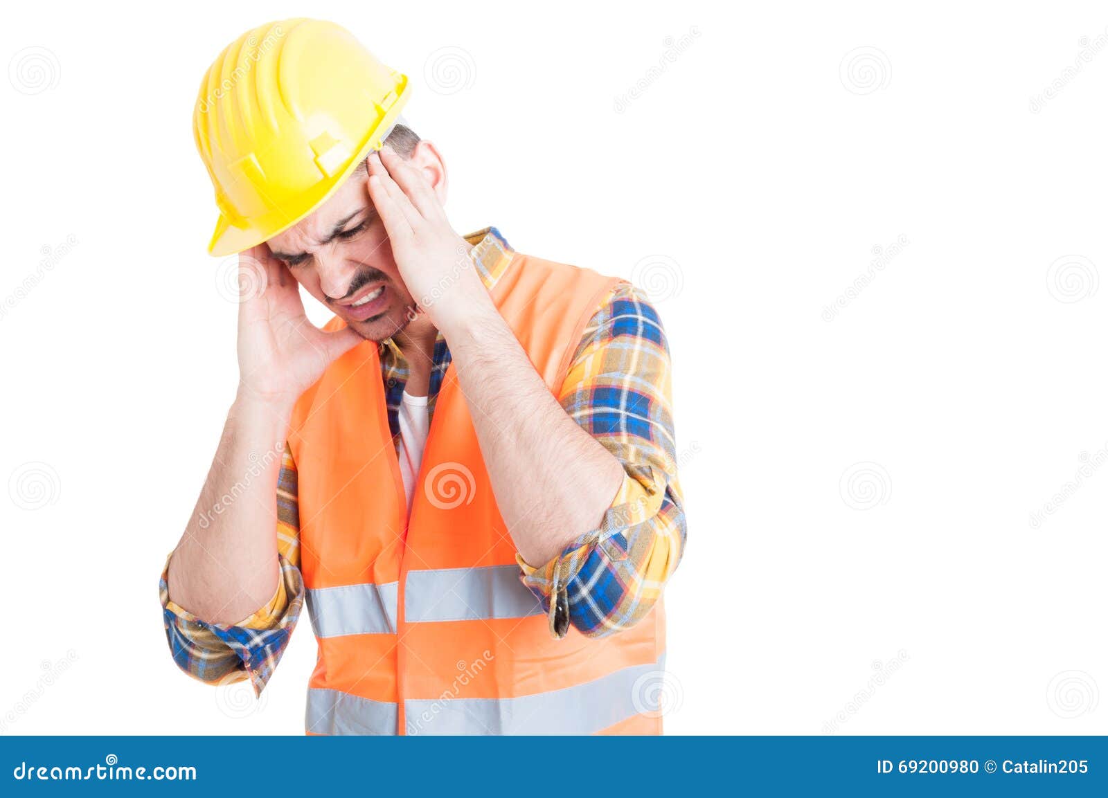 Stressed Young Man with Headache Looking Exhausted and Tired Stock ...