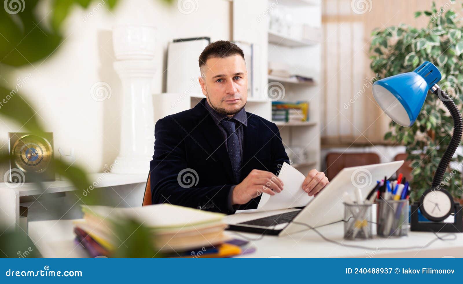 Stressed Young Man Working in Office Stock Image - Image of indoor ...