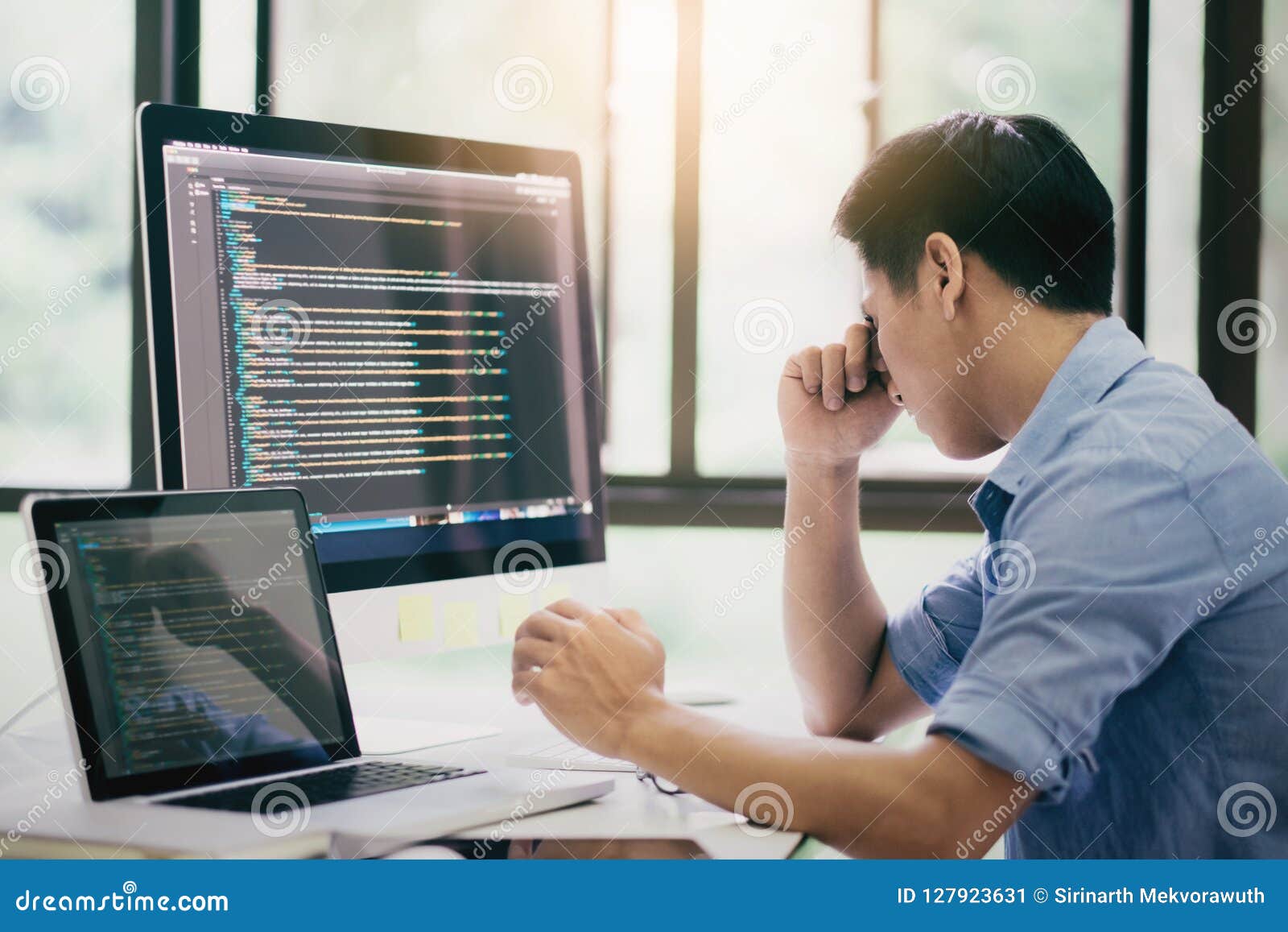 Stressed Software Developer Having The Problems Stock Image Image Of