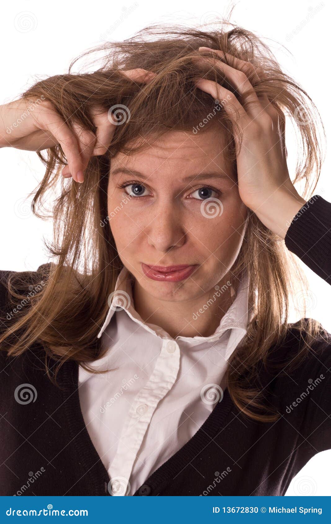 Stressed young woman stock photo. Image of expression - 13672830