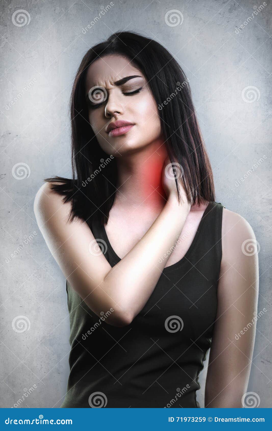 Stressed Young Woman Having a Neck or Back Pain Stock Image - Image of ...