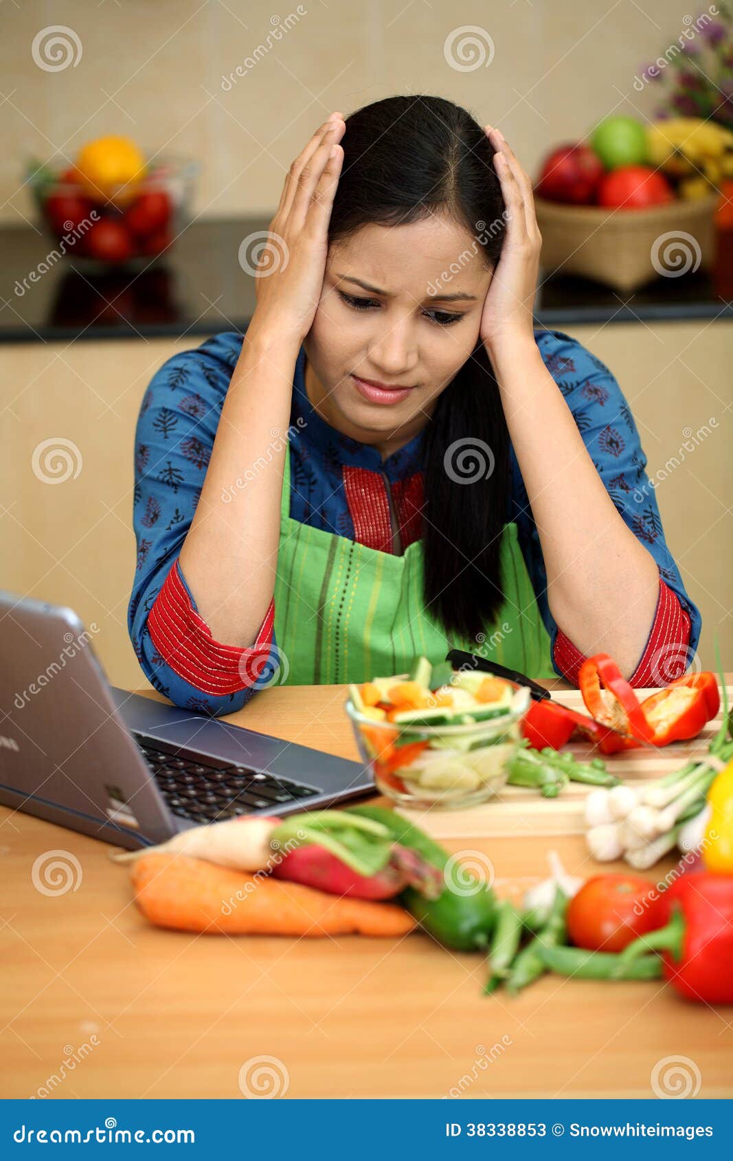 Stressed Young Woman in Kitchen Stock Image - Image of female, chef ...