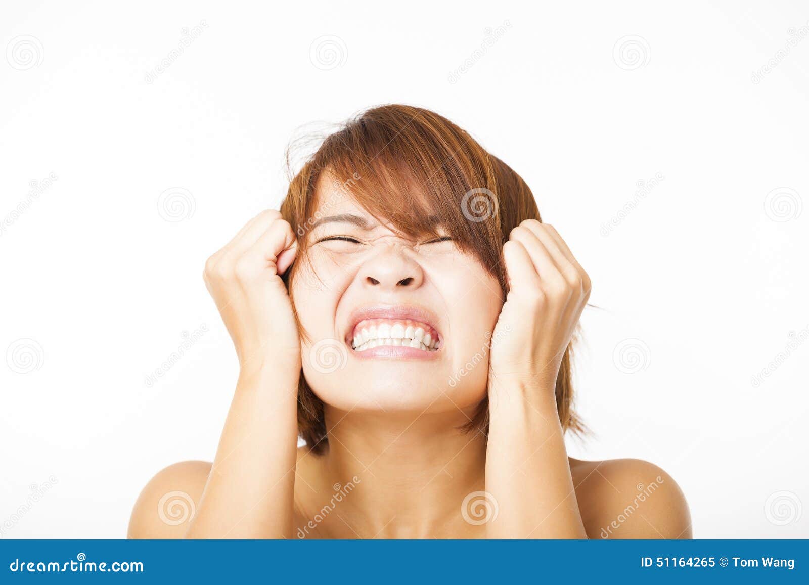 Stressed Young Woman and Yelling Screaming Stock Image - Image of ...