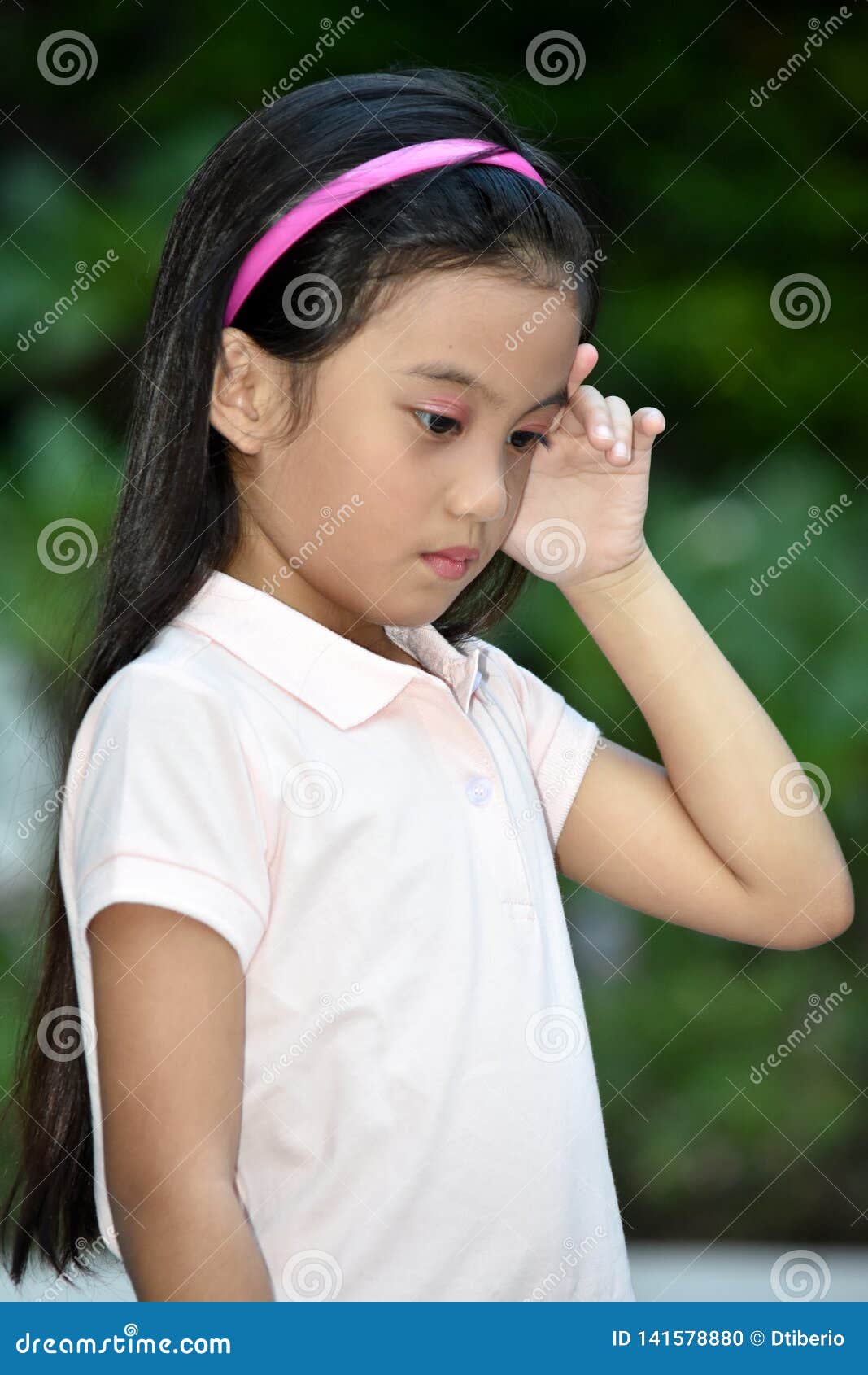 A Stressful Cute Girl stock photo. Image of anxiety - 141578880