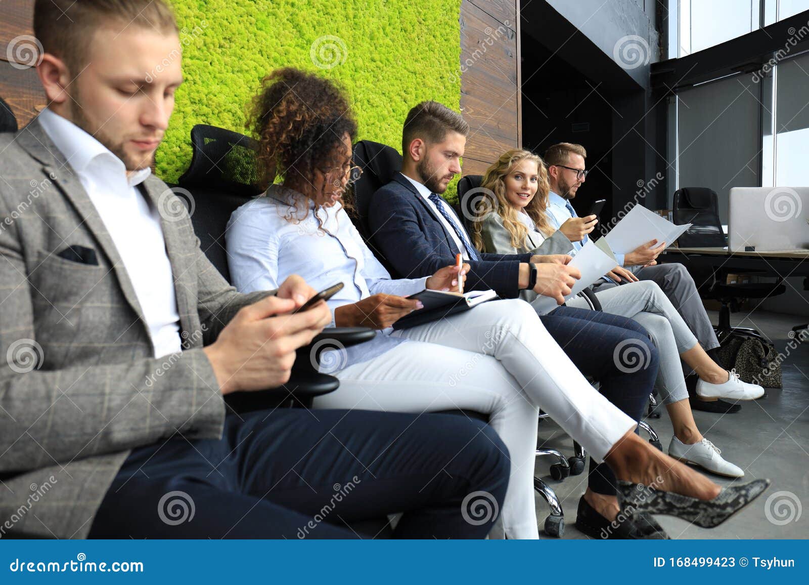 Stressful Modern People Waiting for Job Interview. Stock Image - Image ...