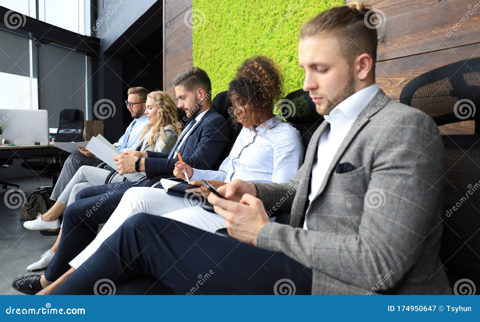 Stressful Modern People Waiting for Job Interview. Stock Image - Image ...