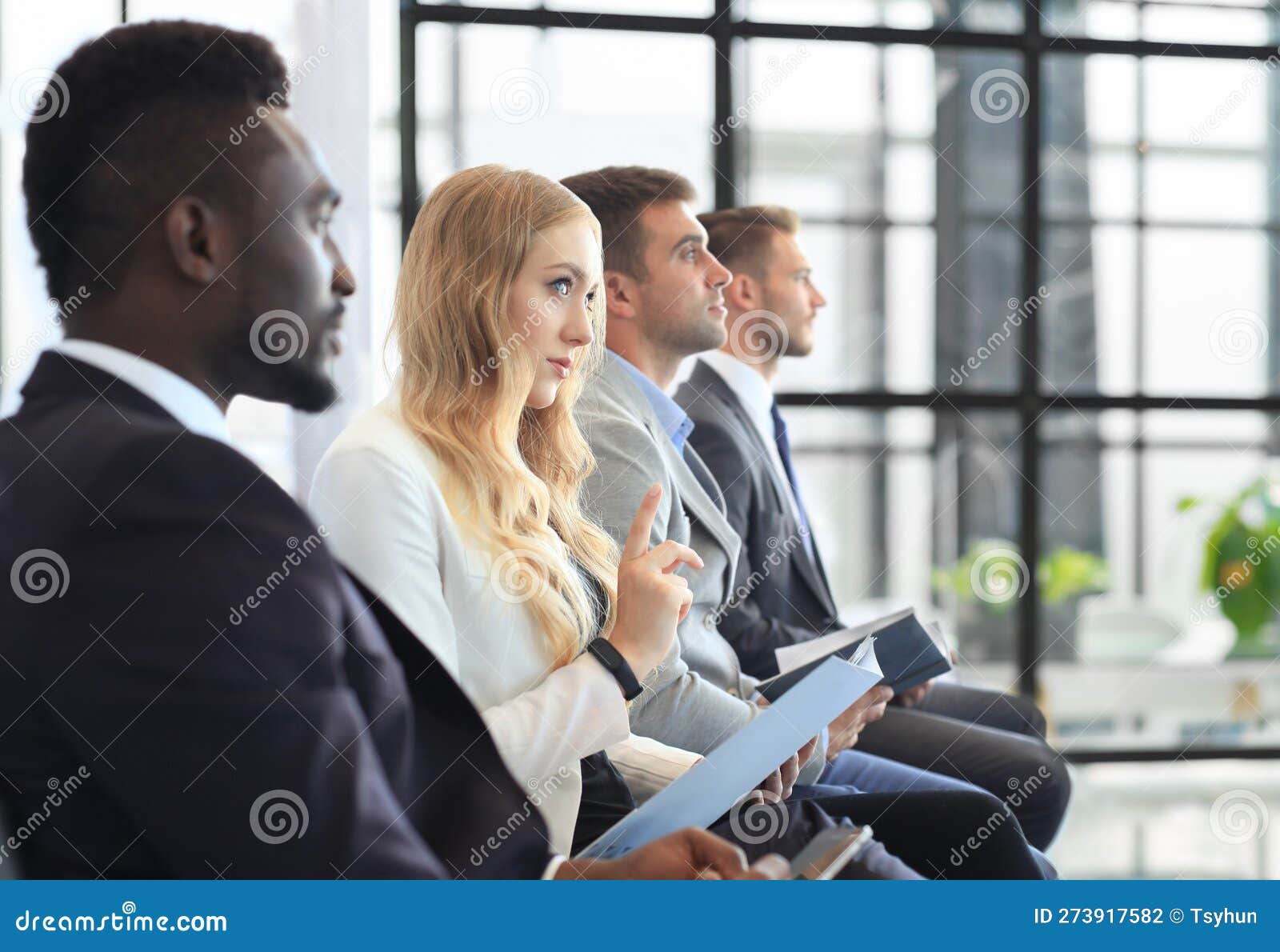 Stressful People Waiting for Job Interview Stock Photo - Image of young ...