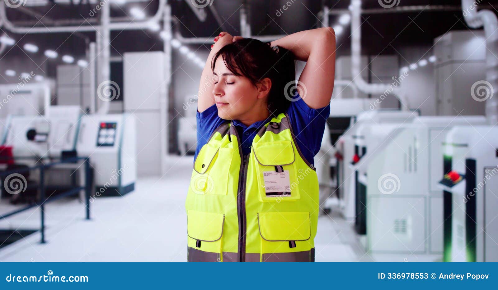 Stretch Arm Exercises while Working Stock Image - Image of side ...