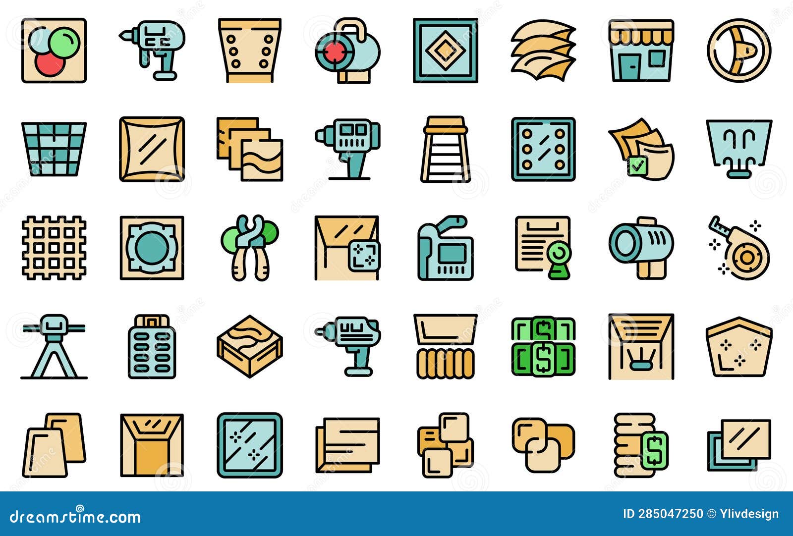 Stretch Ceiling Icons Set Vector Flat Stock Vector - Illustration of ...