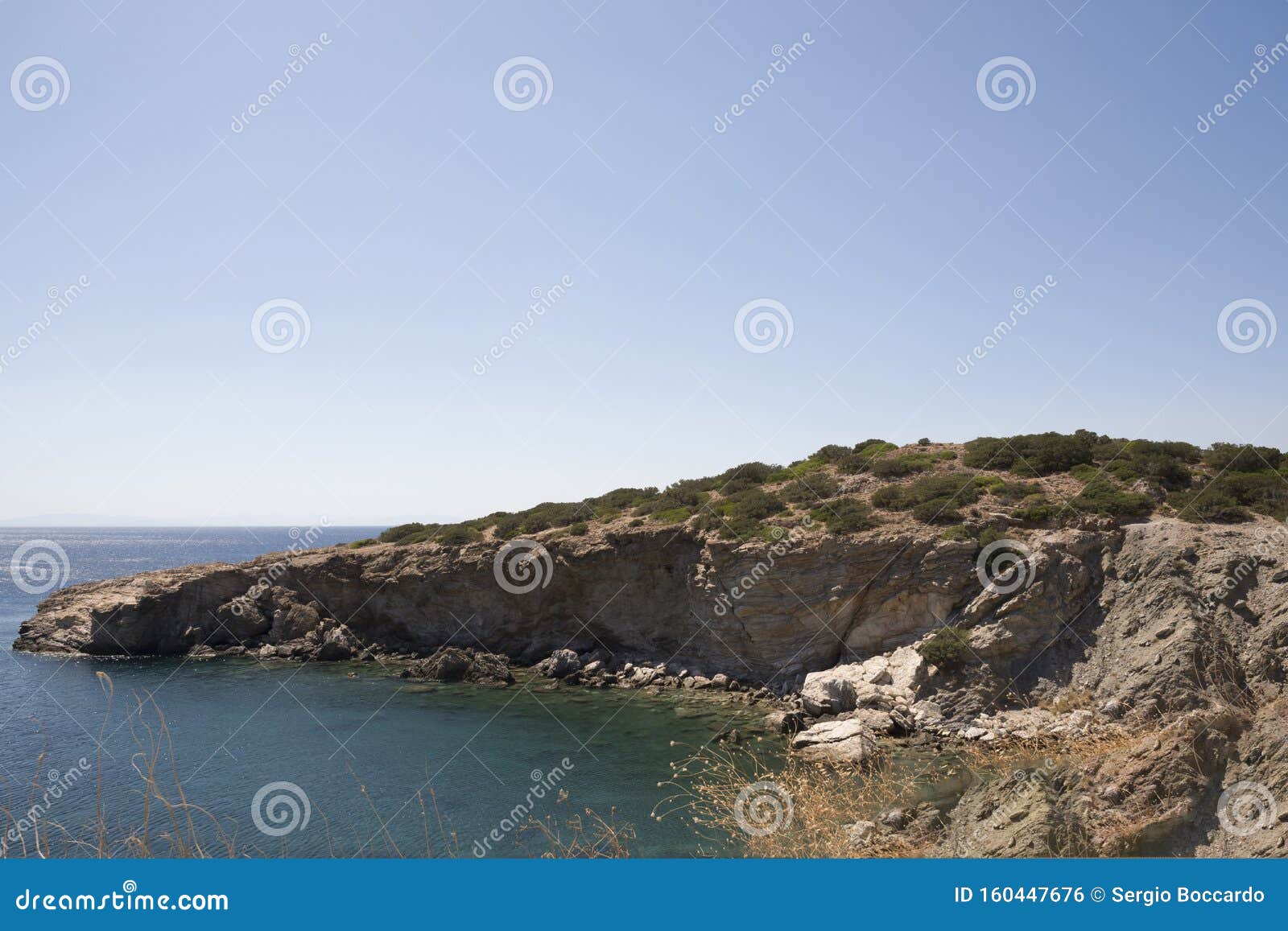 Stretch of Coast at Anavyssos Stock Photo - Image of vegetation ...