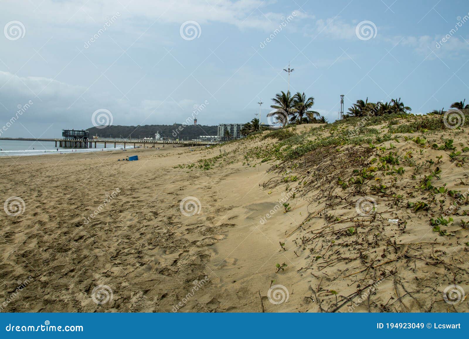 Stretch of Durban Beach with Pier and Bluff in Background Stock Image ...