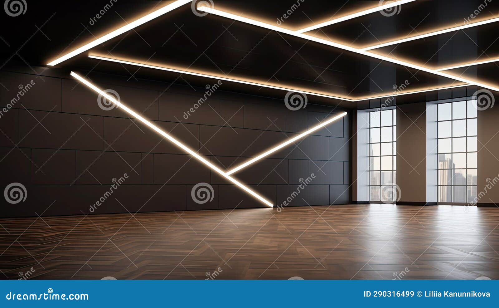 Stretch Floating Ceiling White with Light Lines. Stock Image - Image of ...