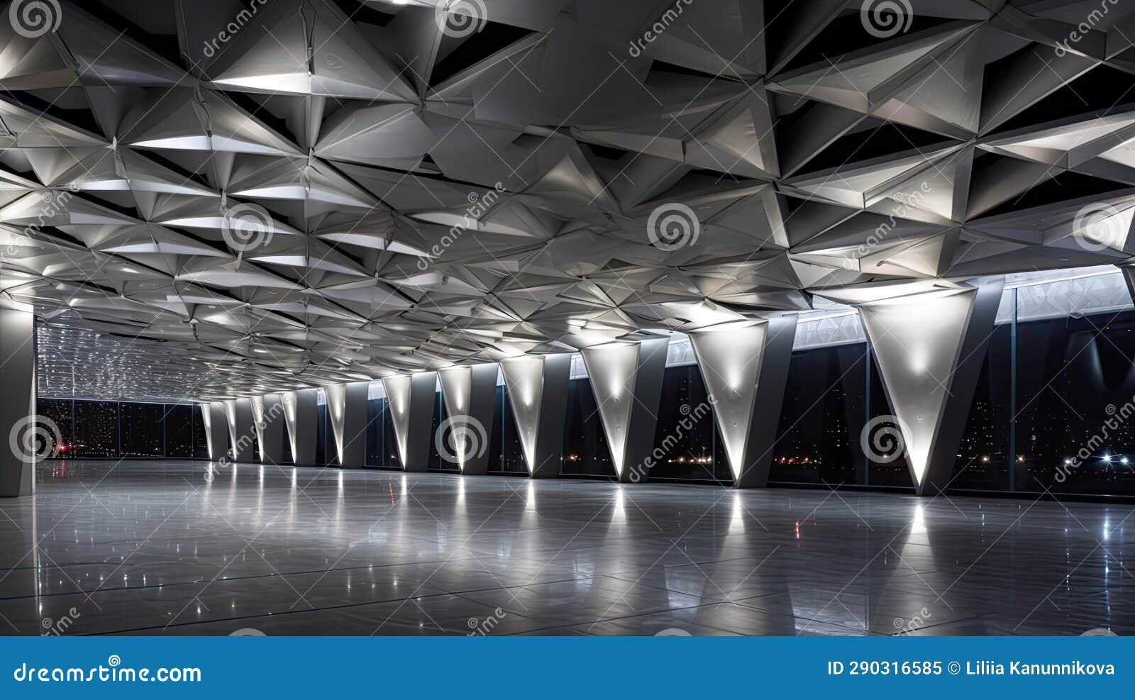 Stretch Floating Ceiling White with Light Lines. Stock Image - Image of ...