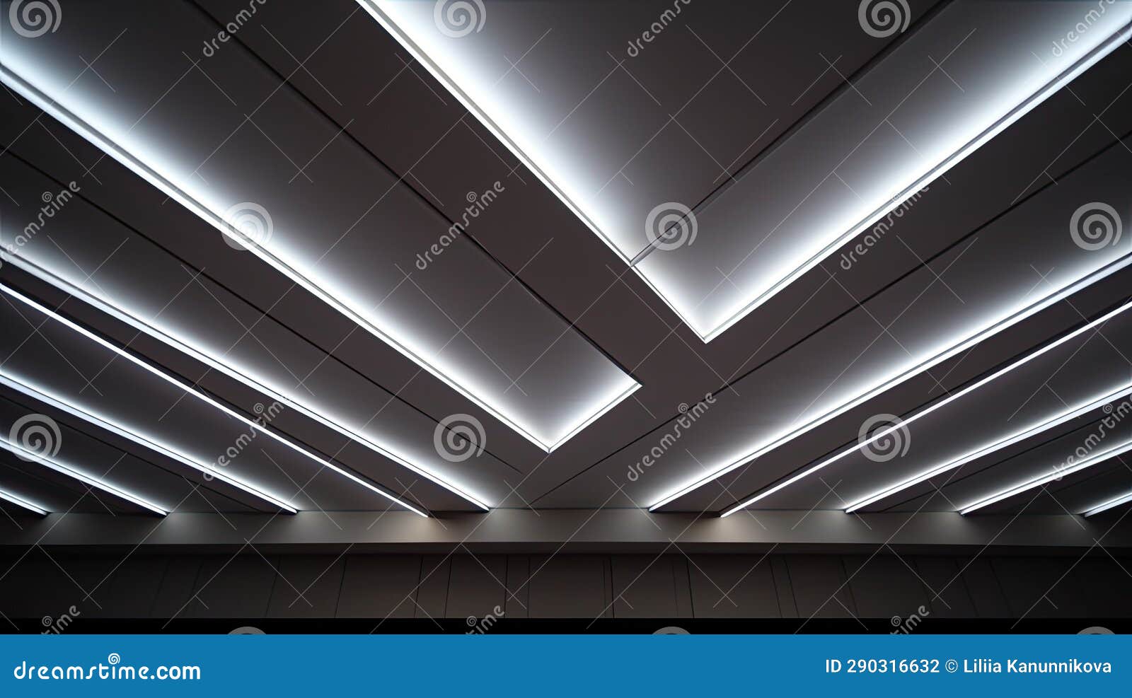 Stretch Floating Ceiling White with Light Lines. Stock Photo - Image of ...