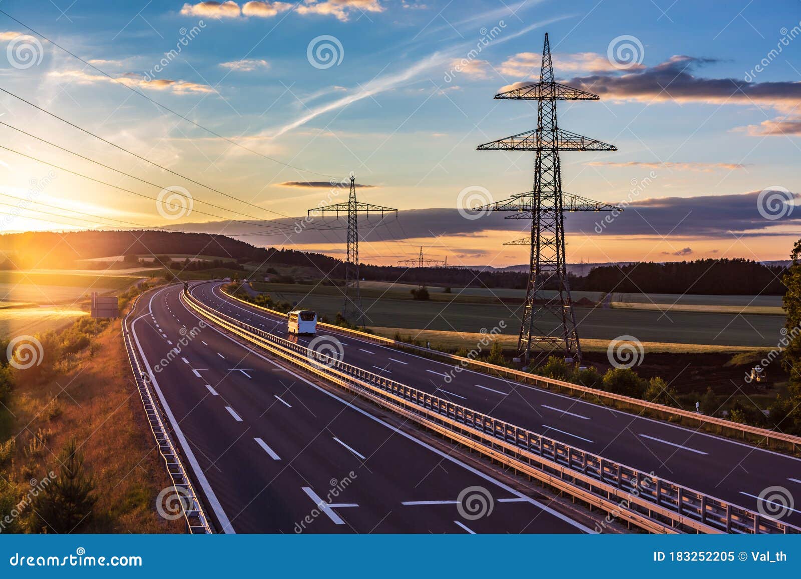 Autobahn stock image. Image of landscape, motion, nature - 183252205