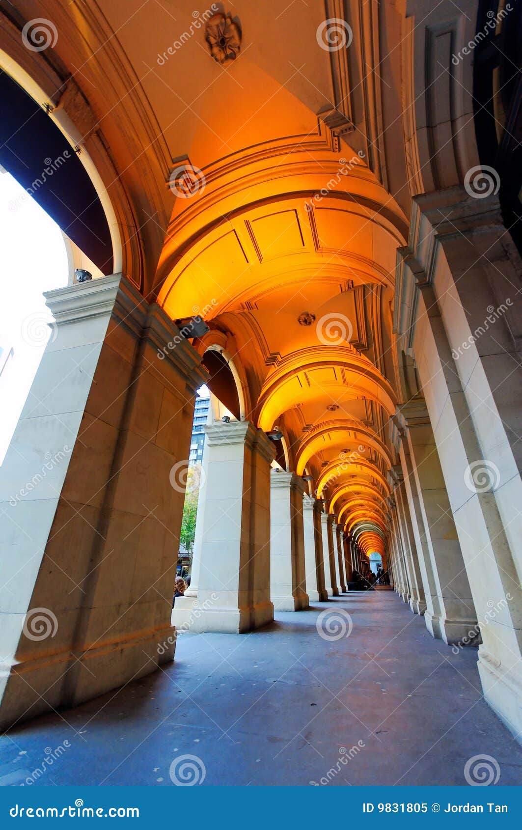 Stretch of Pillars of Old Building Stock Image - Image of interior ...