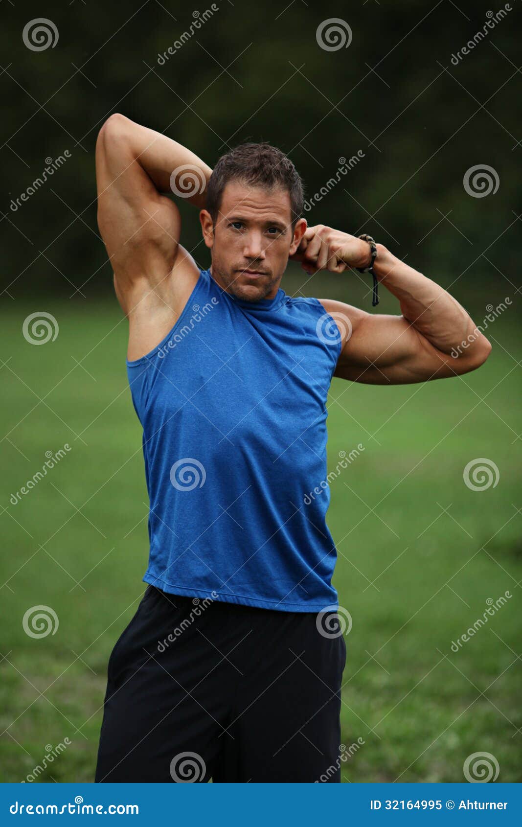 Stretch on the Playing Field Stock Image - Image of horizontal, adult ...