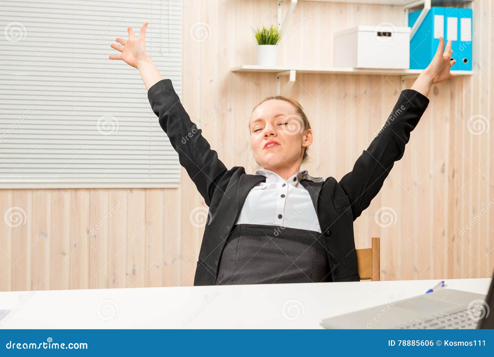 The Stretch Tired Accountant in the Office Stock Photo - Image of desk ...