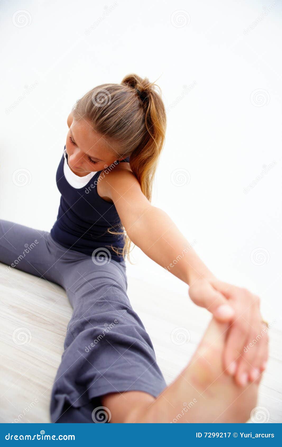 Stretch - Woman Stretching Her Leg Stock Image - Image of floor ...
