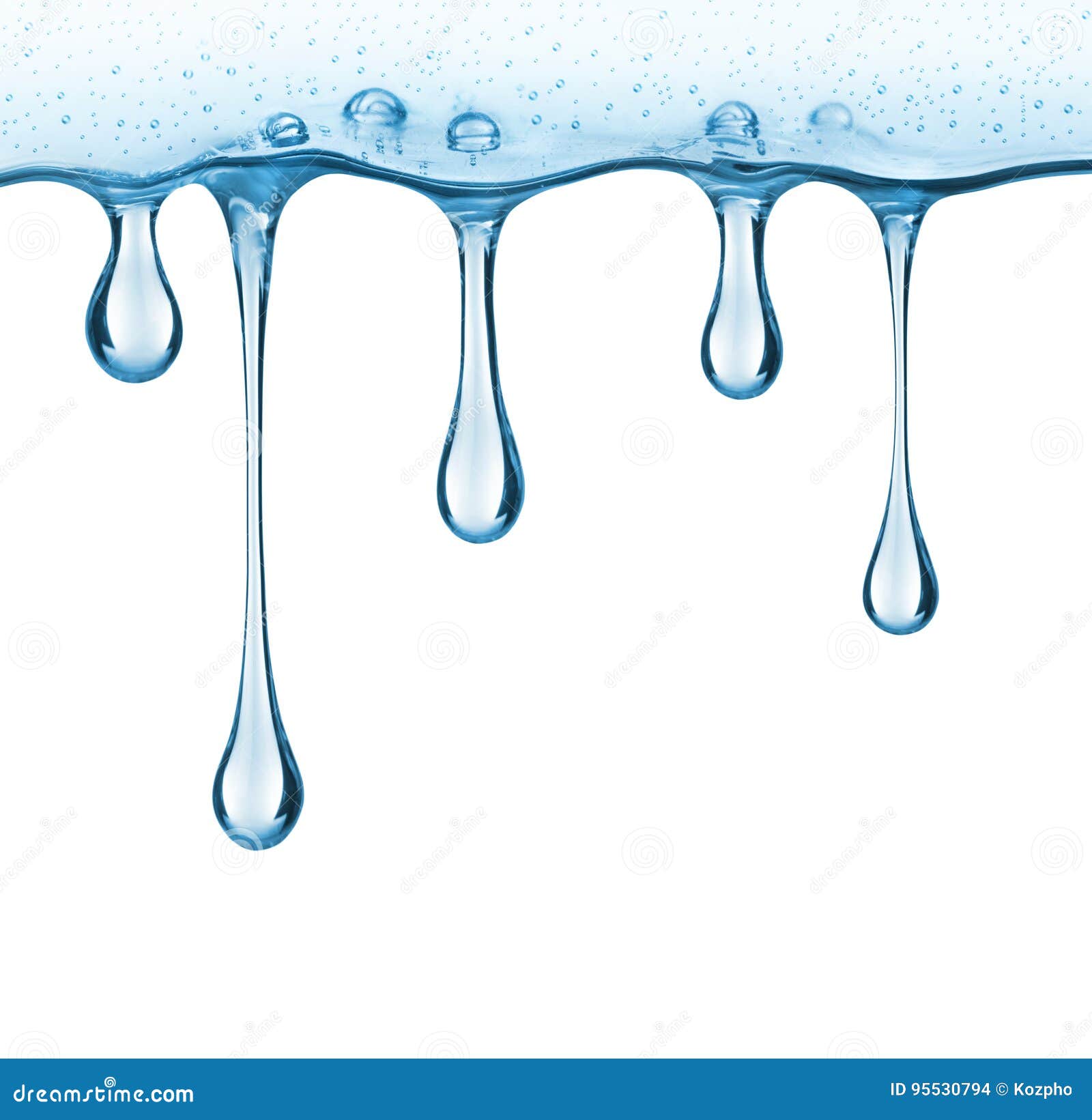 Stretched Drops Of Transparent Thick Gel On White Background Stock ...