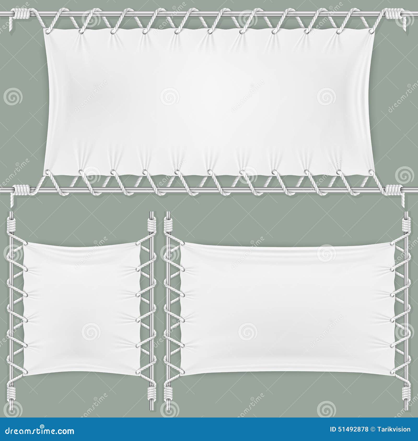 Stretched by Ropes Textile Banners Set. Stock Vector - Illustration of ...