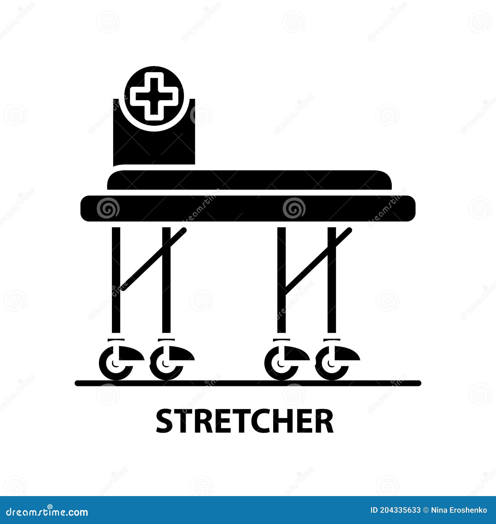 Stretcher Icon, Black Vector Sign with Editable Strokes, Concept ...