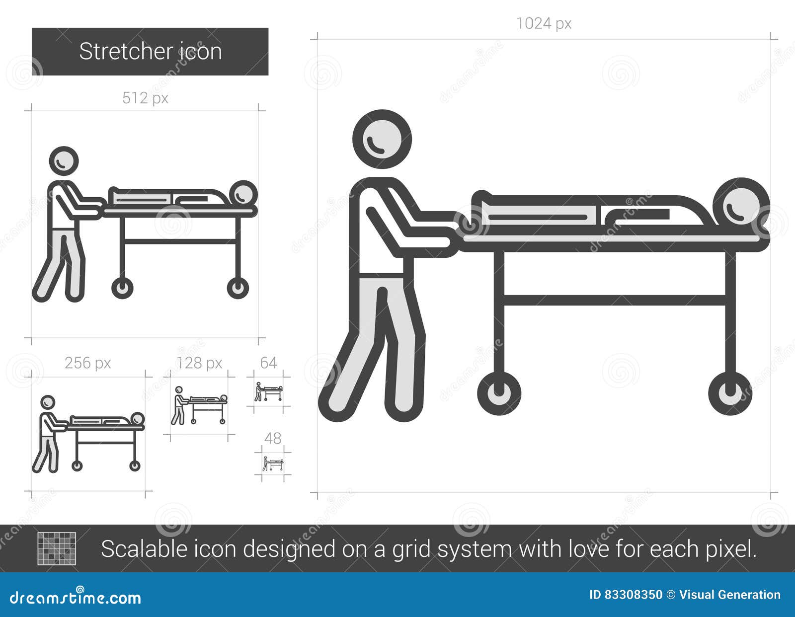 Stretcher line icon. stock vector. Illustration of medical - 83308350