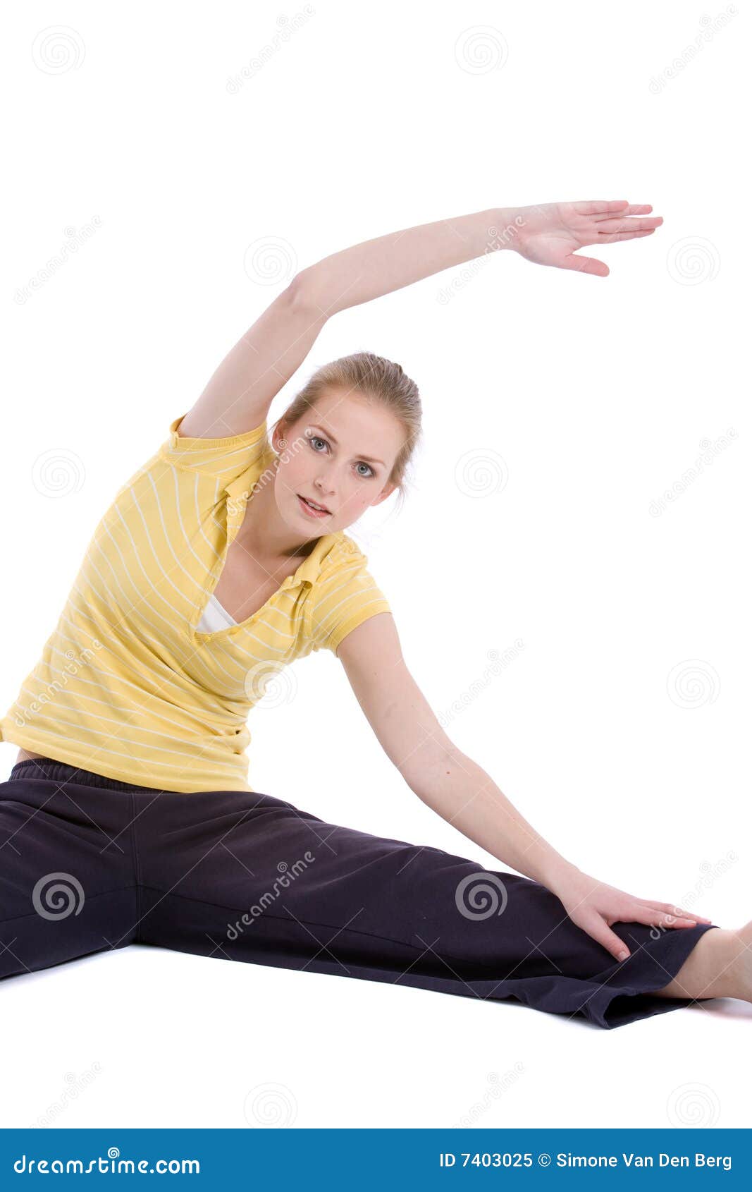Stretching stock image. Image of sitting, pretty, exercise - 7403025