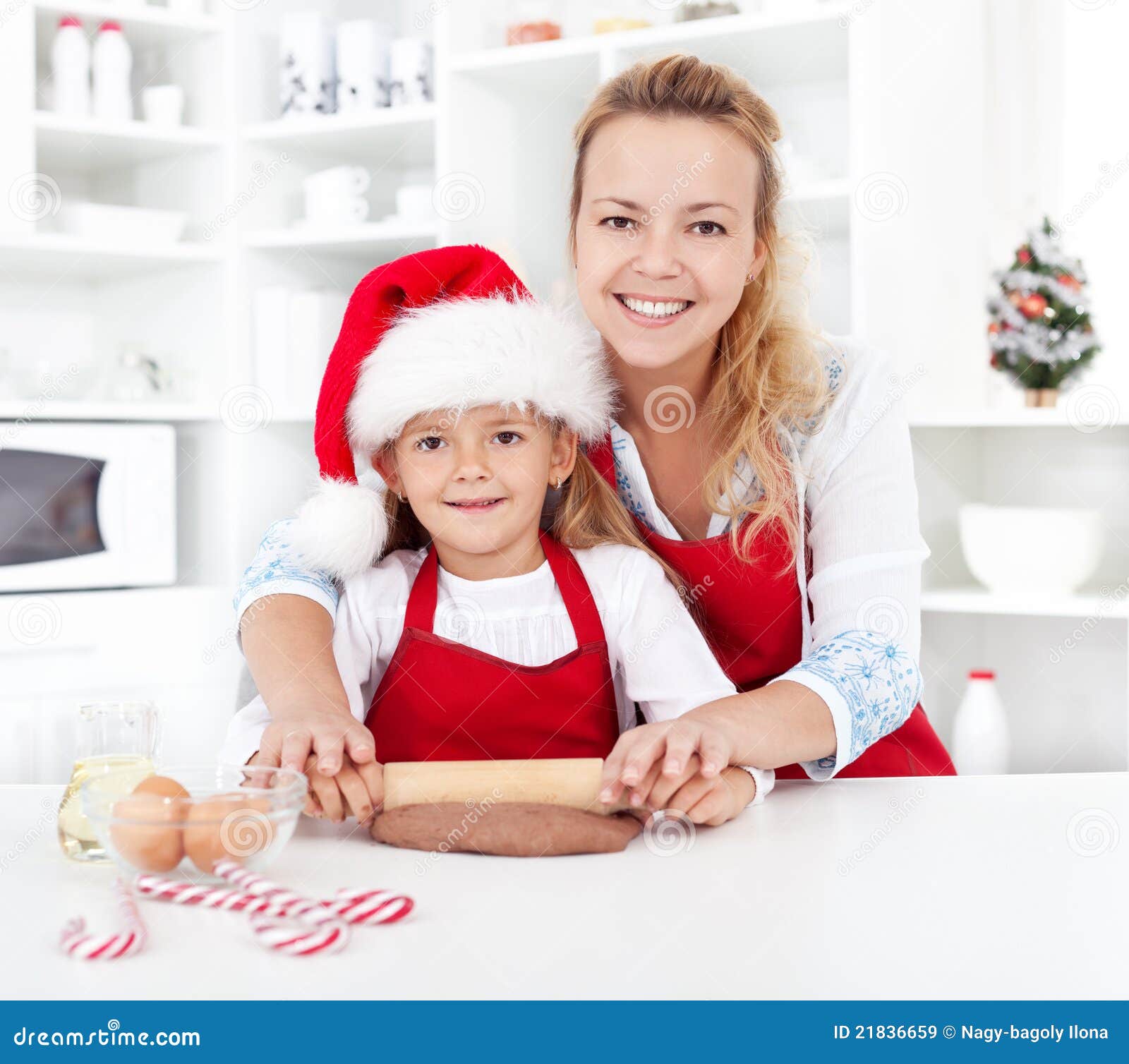 Stretching the Christmas Cookies Dough Stock Image - Image of girl ...