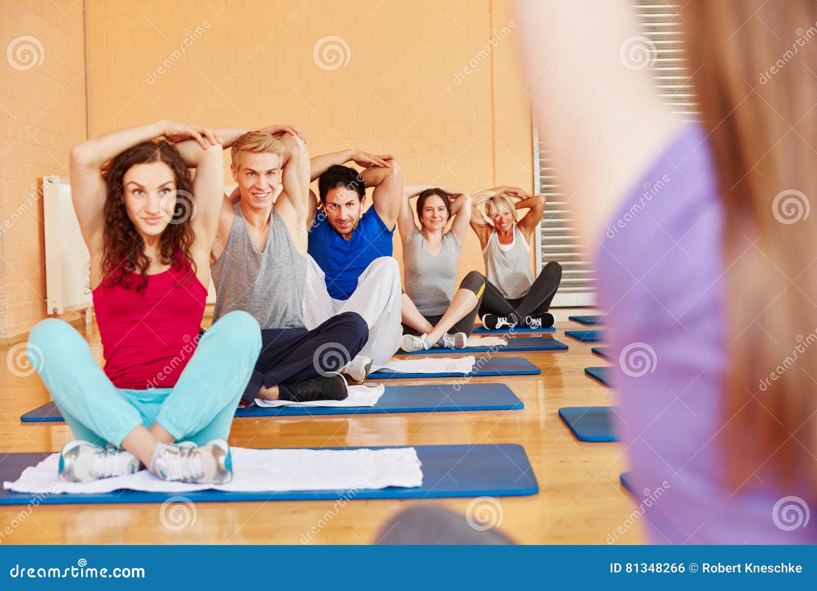 Stretching Course in Fitness Center Stock Photo - Image of training ...