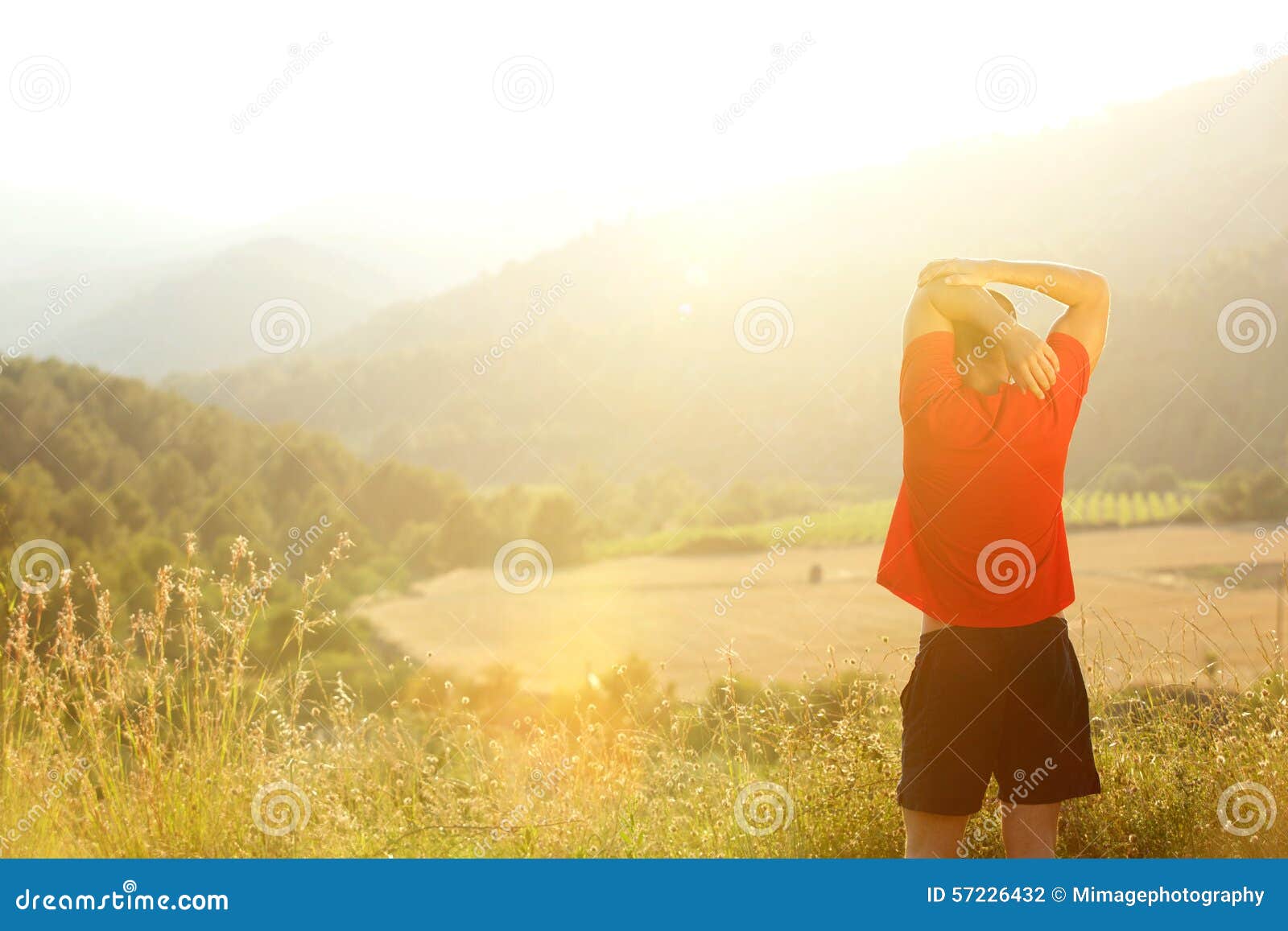 Stretching Exercise Workout during Sunset Stock Photo - Image of ...