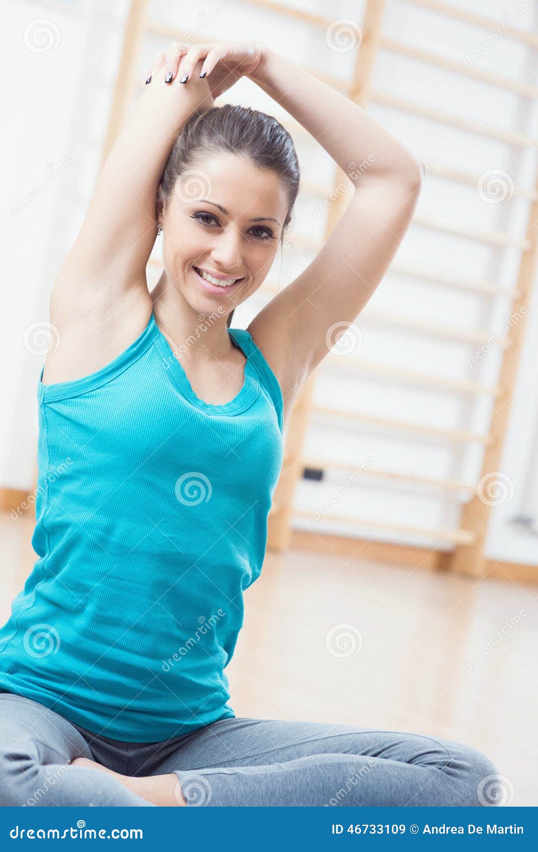 Stretching Exercises for Biceps Stock Image - Image of sitting ...