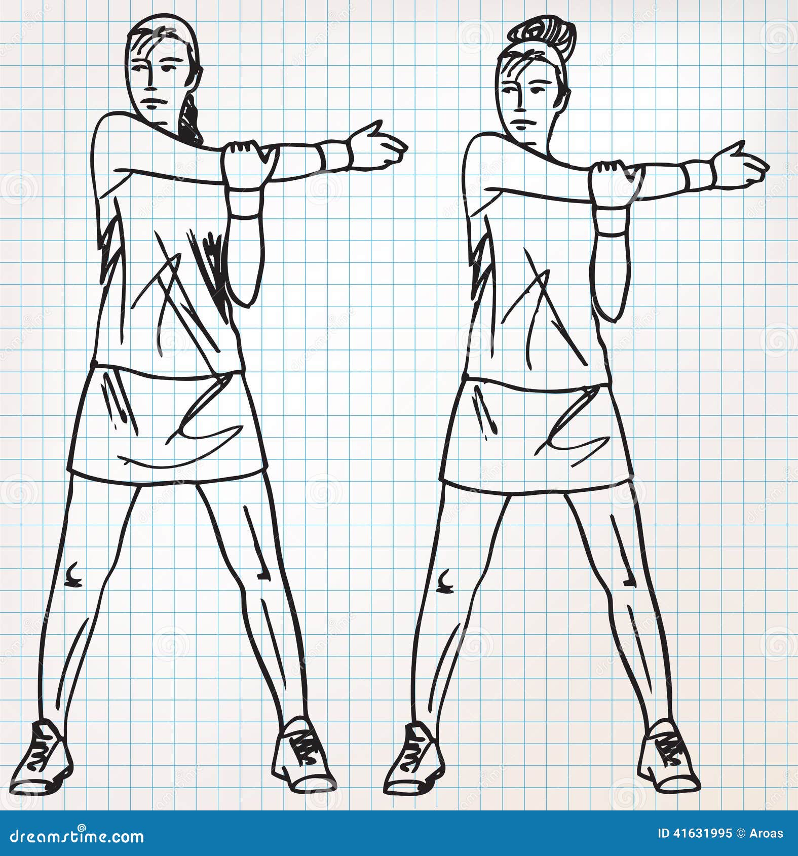 Stretching Exercises Sketch Illustration Stock Vector - Illustration of ...