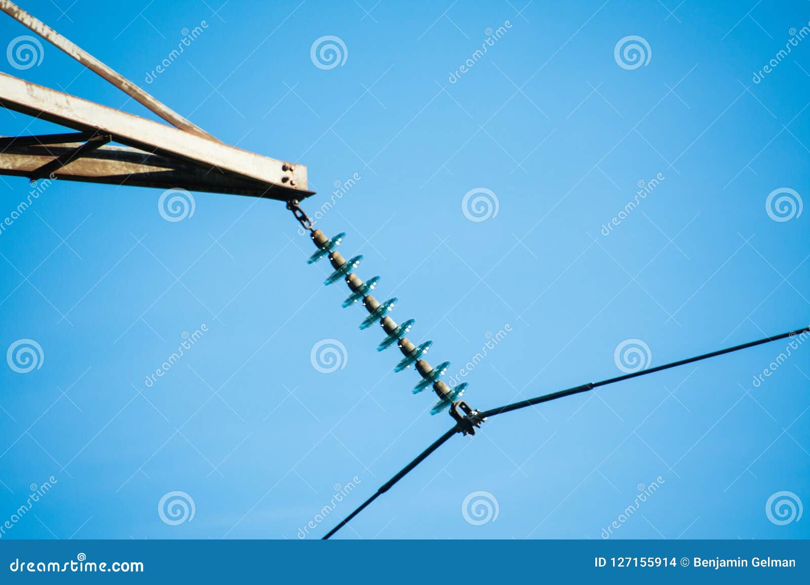 Stretching High-voltage Wires with Insulators Stock Photo - Image of ...