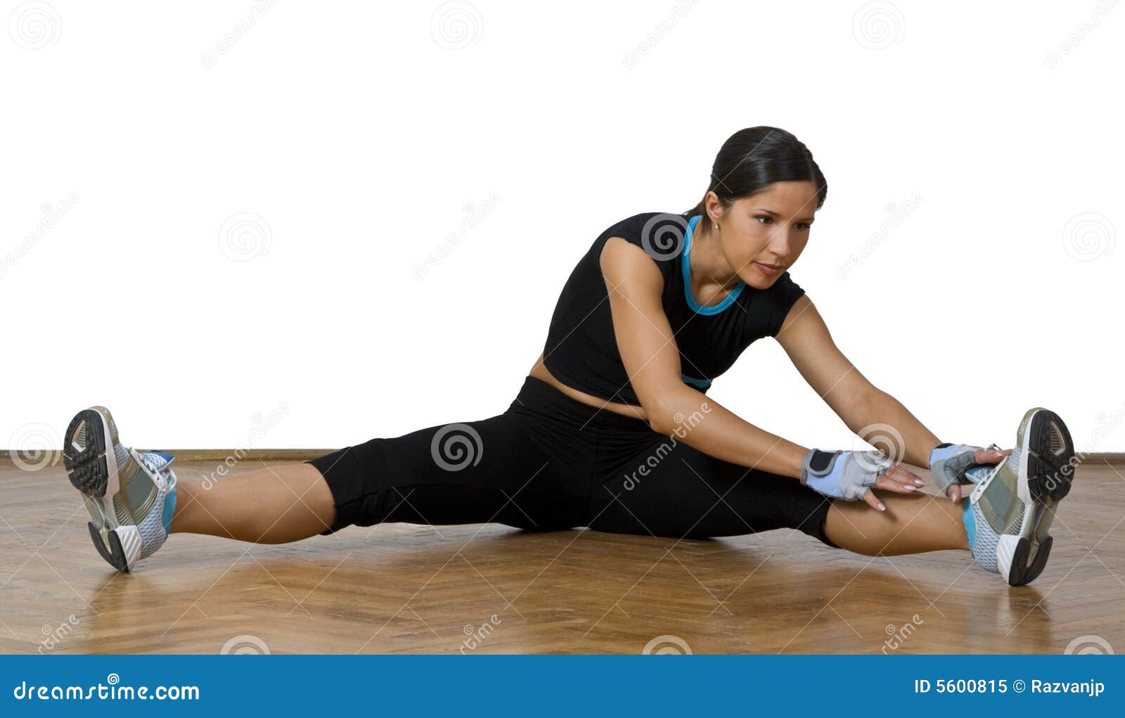 Stretching movements stock image. Image of brunette, people - 5600815
