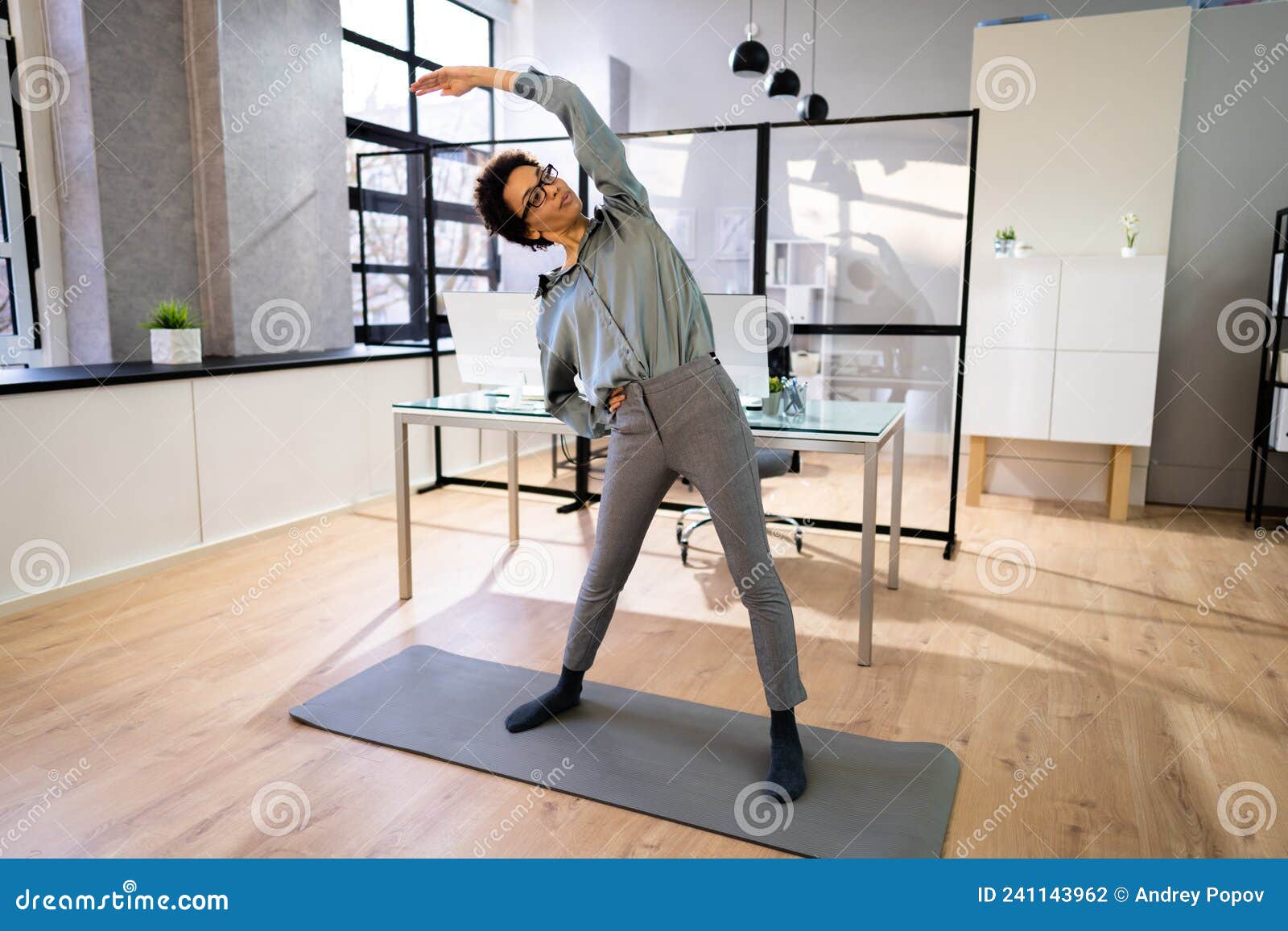 Stretching Office Workout. Desk Stretch Exercise Stock Photo - Image of ...