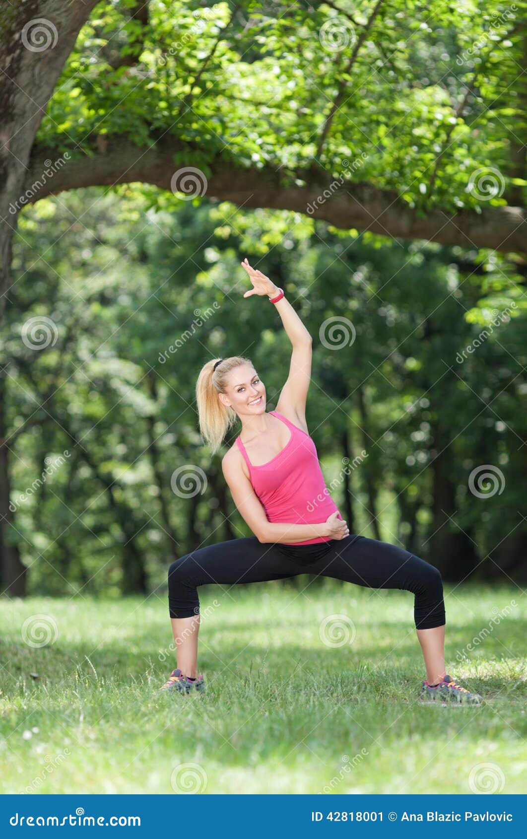 Stretching outdoors stock image. Image of meditation - 42818001