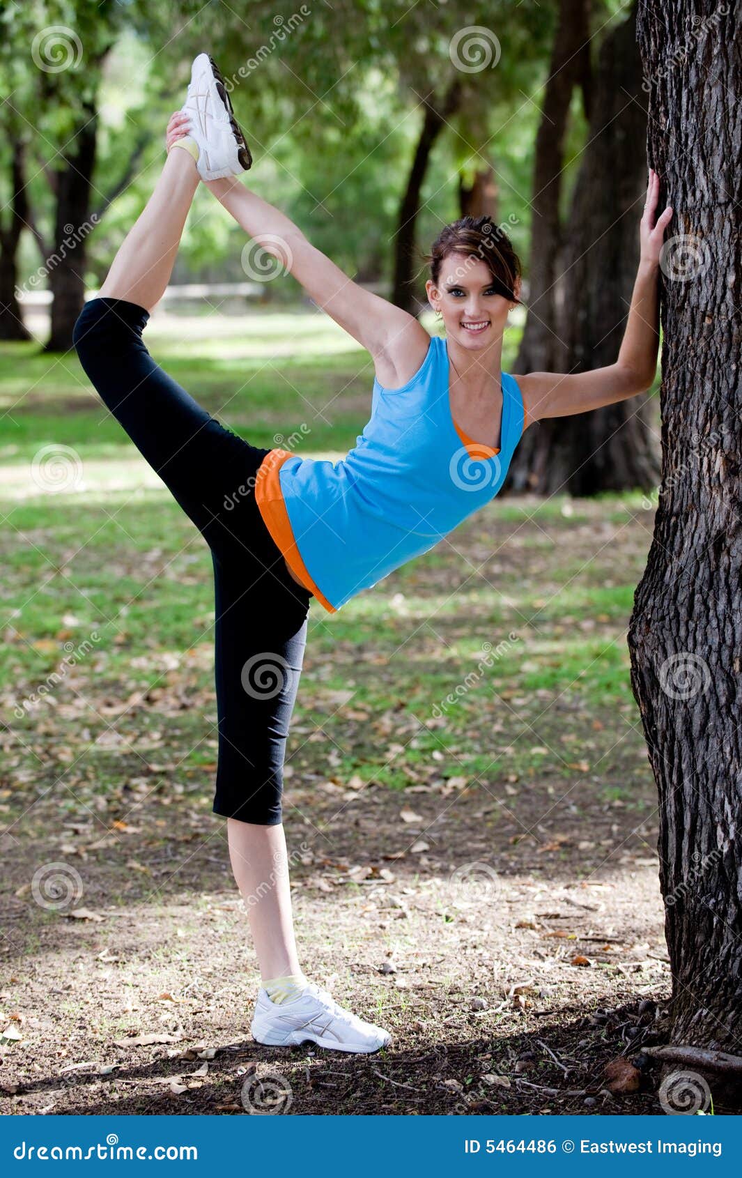 Stretching Outside stock photo. Image of smiling, outdoors - 5464486