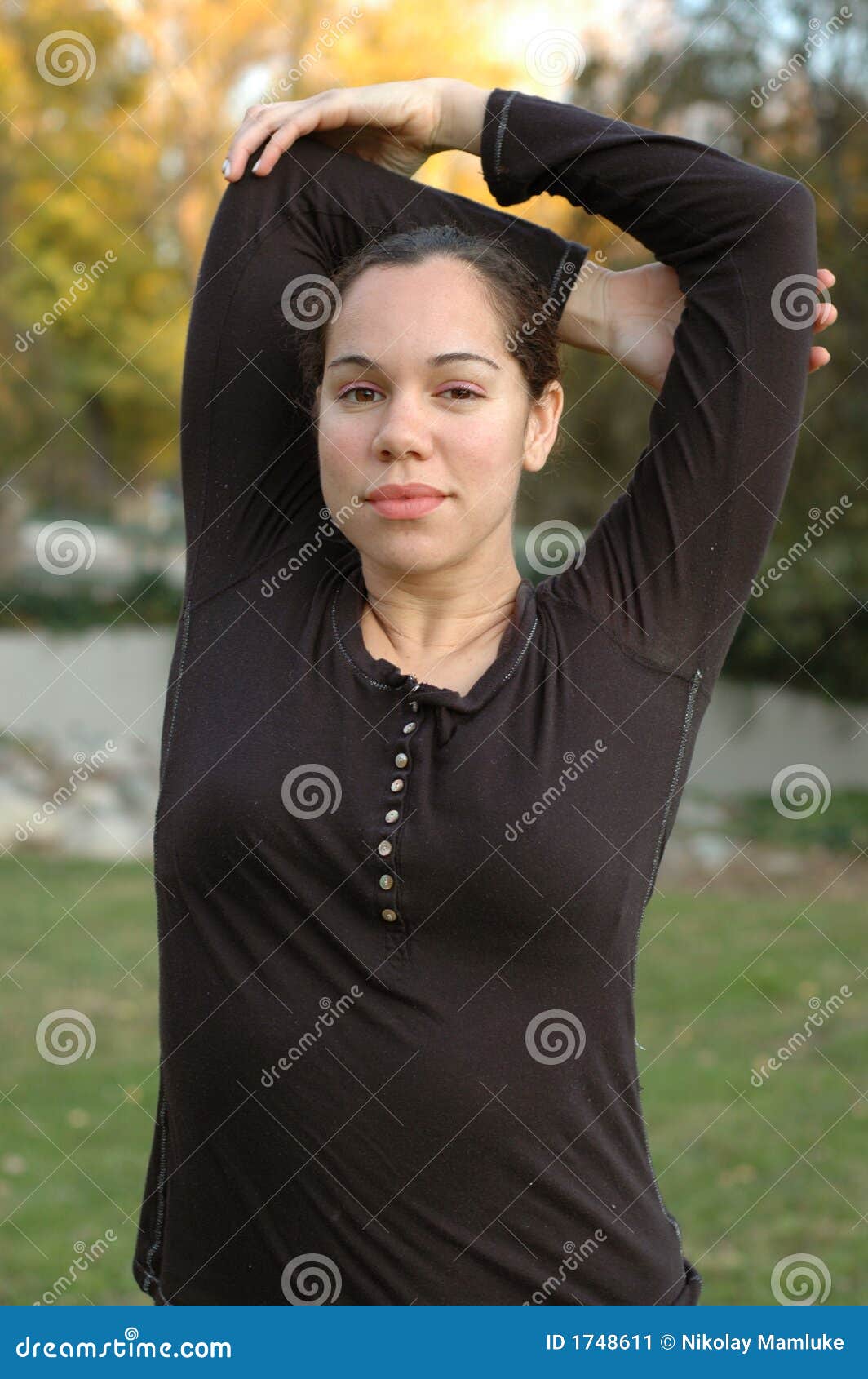 Stretching Outside, in a Park. Stock Image - Image of fitness, biceps ...