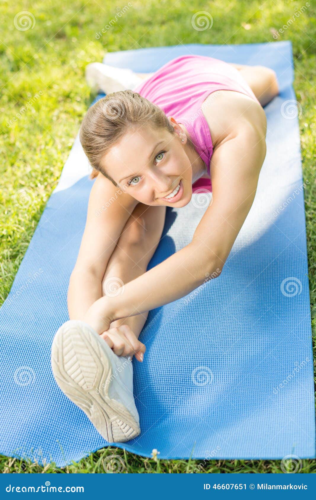 Stretching in the Park stock image. Image of stretching - 46607651