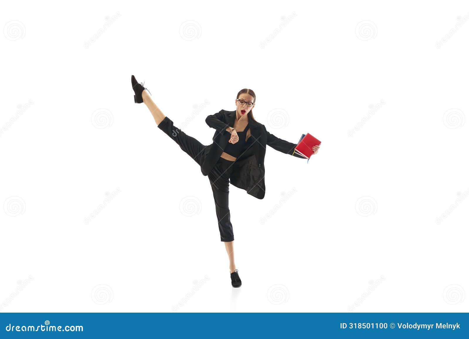 Stretching and Time Management. Office Worker, Woman Standing in ...