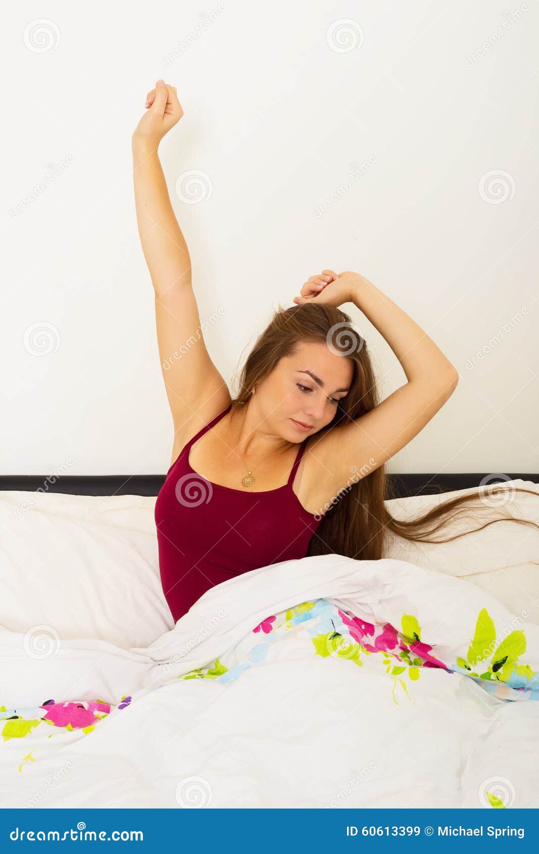 Stretching stock image. Image of laziness, duvet, beautiful - 60613399